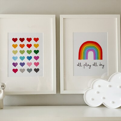 Rainbow Print,all Play All Day Rainbow Wall Art, Nursery Printable Wall ...