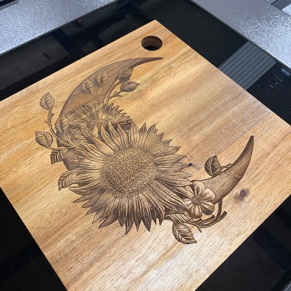 Digital Design File - Moon and Sunflower - Glowforge - Laser Ready ...