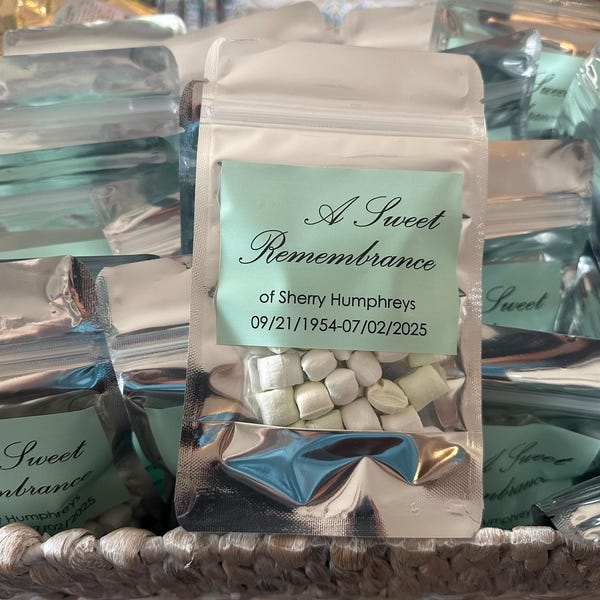 Celebration of Life Favor Bags, Funeral Favors, Memorial Candy Bags ...