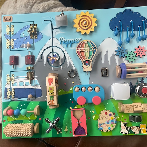 Large Busy Board for Toddler With Green Fields and Grey Mountains ...
