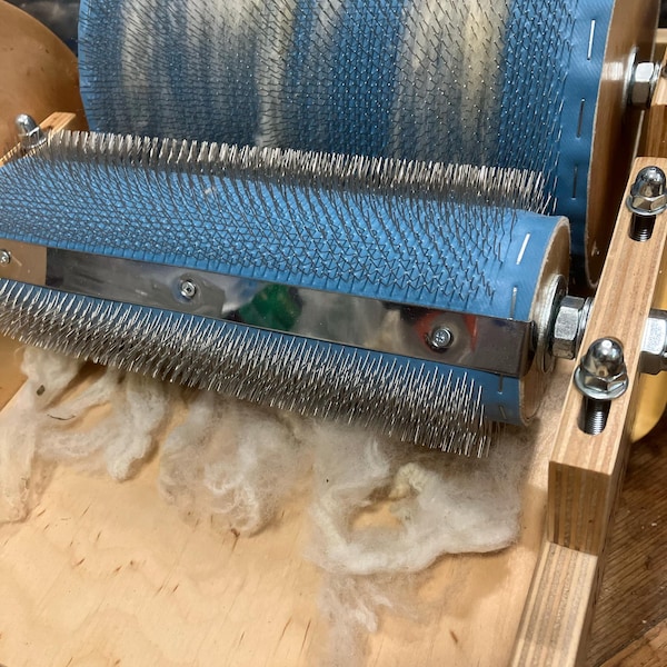 Set: Wooden Drum Carder for Wool and Fiber Combing Cardings Blending ...