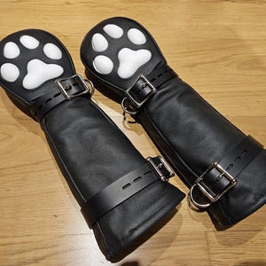CUSTOMIZABLE Leather Mittens Mitts Gloves With SILICONE Cat Paw Pads ...