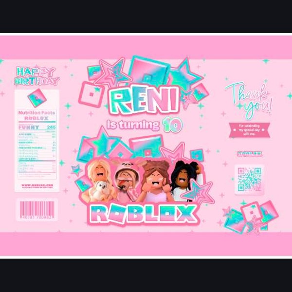 Canva Editable • Roblox Party Pack: Chip Bag, Rice Krispies, Caprisun ...
