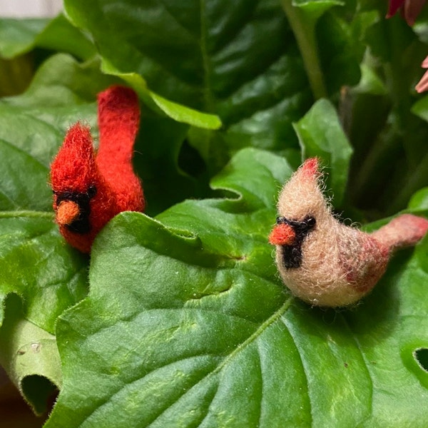 Tiny Cardinal Bird - Felted Bird - Made to Order - Felted Bird - Male ...