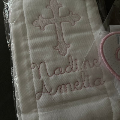 Appliqué Circle Monogram Bib Burp Rag, Baby Girl Gift, Gingham Bib Burp ...