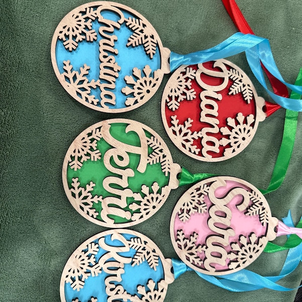 Custom Christmas Baubles With Name, Wooden Tree Baubles, Ornament With ...