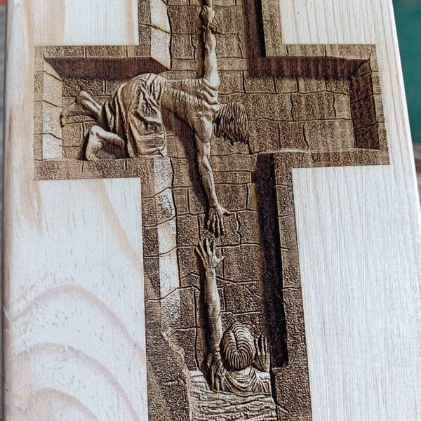 Digital Engraving File -jesus Cross Well 3D Illusion File for Wood ...