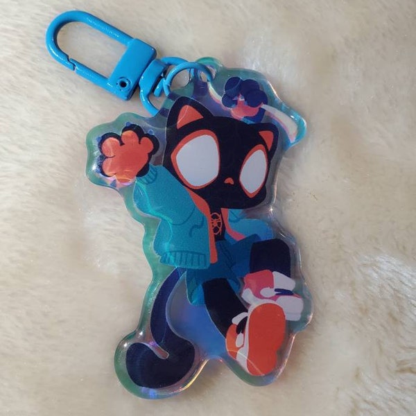 Meows Morales Spiderverse Holographic Keychain [ PREORDER ] - Etsy