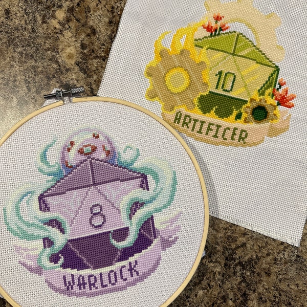 14 DND Dice Classes Cross Stitch Pattern Set , Game RPG Cross Stitch ...