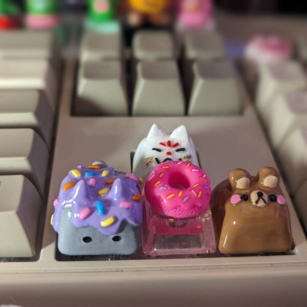 Cartoon Keycap | Kawaii | Mechanical Keyboard | 3D Keycaps | Flower ...