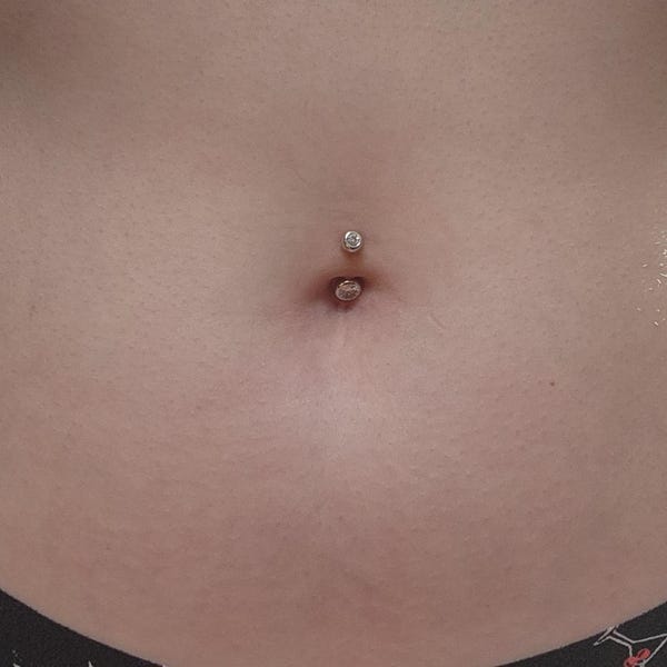 Solid 925 Silver Small Belly Ring With Sparkling Cubic Zirconia ...