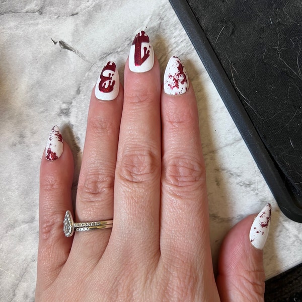 Jason Press on Nails | Haunted | Scary Movie | Friday Handpainted Nails ...