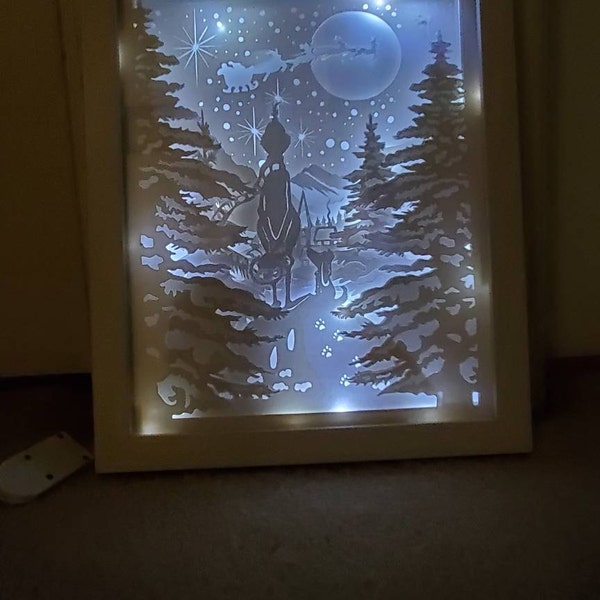 Merry Christmas Shadow Box/lightbox Snow Santa's Cabin - Christmas ...