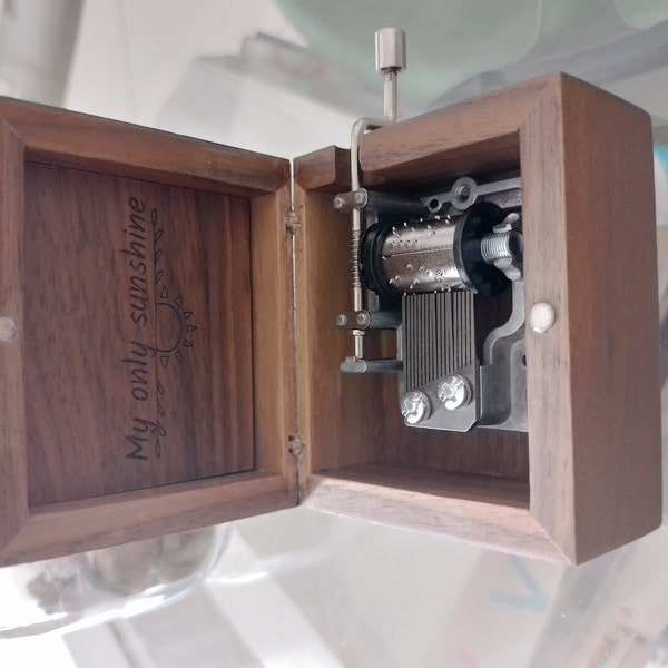 Personalized Music Box | Small Vintage Wooden Music Box | Walnut ...