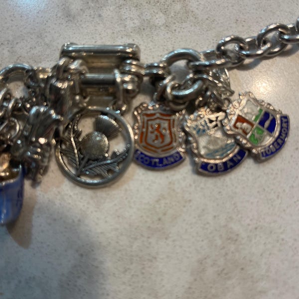 Vintage Silver Scotland Tourist Shield Charms, Scottish UK Coat Arms ...