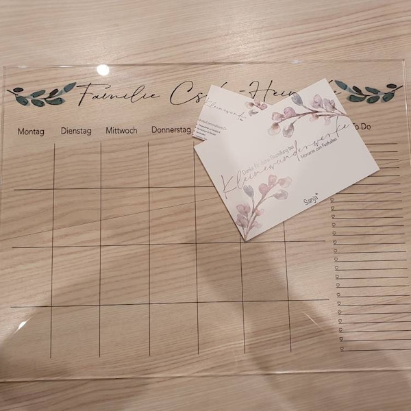 Wipeable Timetable Personalized Timetable Student Plan Acrylic Glass ...