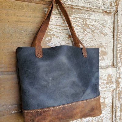 Simple Leather Tote Bag PDF Template Set Digital Leathercraft Pattern ...