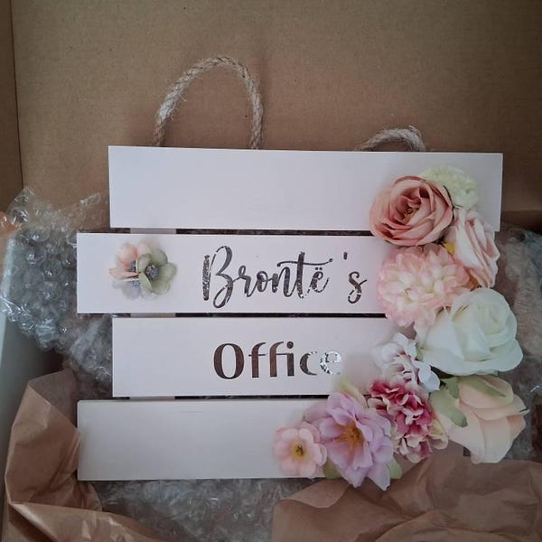 Personalised 3d Floral Room Sign, Wooden Room Sign, Personalised Name ...