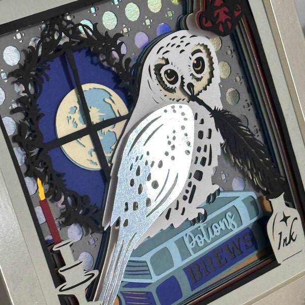 3d Owl Potion Books Shadow Box Svg, 3d Mystical Svg, Magic Svg, 3d ...