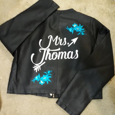 Custom Mrs. Leather Jacket Iron on Heat Transfer, Mrs. Jacket Mrs. Denim Jacket Personalized ...