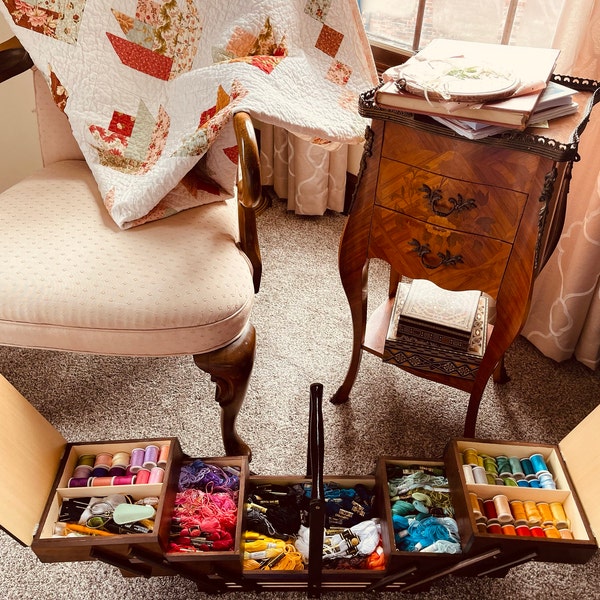 Decorative Sewing Box, Wooden Storage Box, Fold Out Box From Wood ...