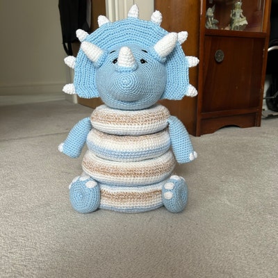 Dino Stacking Toy Crochet Pattern PDF, Amigurumi Triceratops Nursery ...