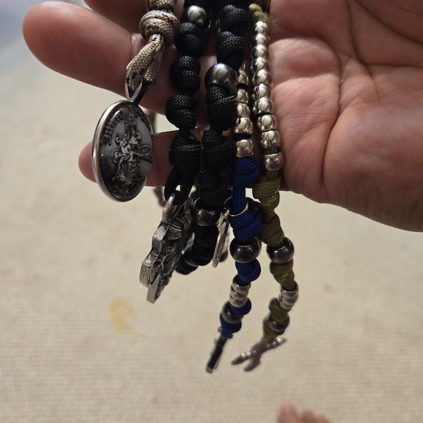 Miniature 9” Crusader Templar Red Cross Anglican Rosary. 6mm Stainless ...