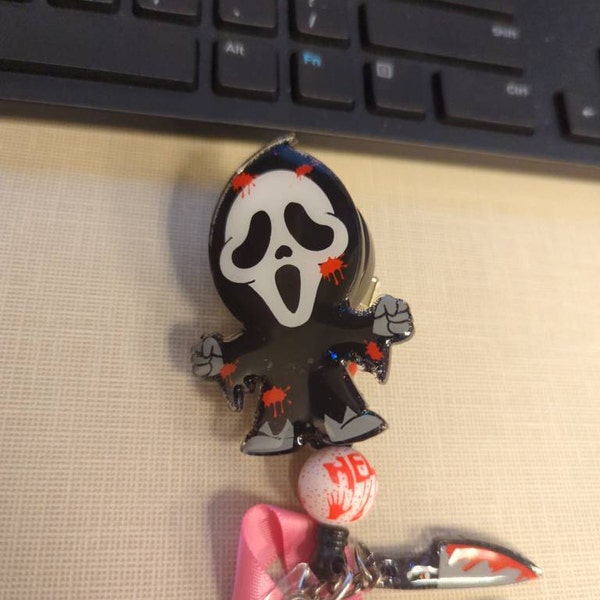 Horror Badge Reel/badge Holder/cute Gift/lanyard/beaded Pen/ Cute ...