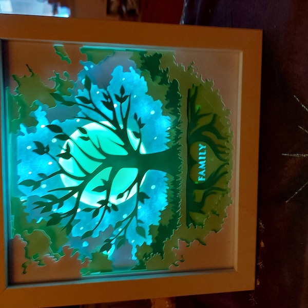 3D Family Tree Shadow Box Svg Cricut, Paper Cut Light Box Svg, 3D ...