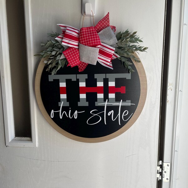 Ohio State Door Hanger | Ohio State Buckeyes | Ohio State Wreath ...