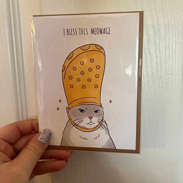 Pope Cat Meme Card, Croc Cat Meme, Funny Cat Card, Marriage Pun ...