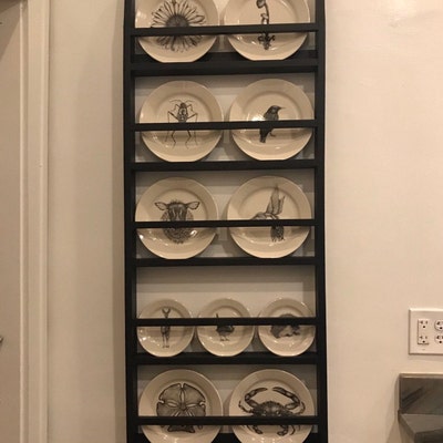 Farmhouse Plate Rack, Wall Hanging, Country Rustic Plate Rack Stand ...