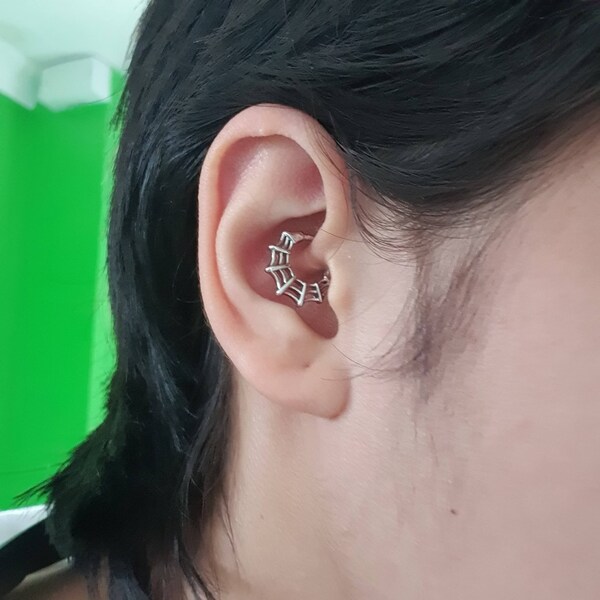 16G Spider Web Septum Ring Black Silver Clicker/cartilage/helix Earring ...