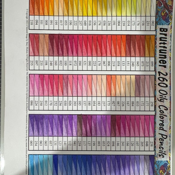 Kalour 300 Colored Pencil Swatch Chart - Etsy