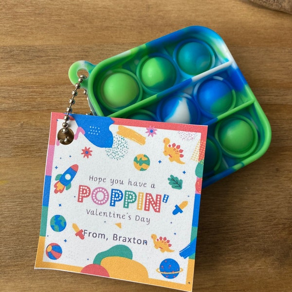 Valentines Pop It Gift Tags, Personalized Pop It Tag, Teacher School ...