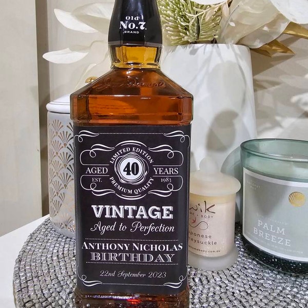 EDITABLE Wine Bottle Label, Aged to Perfection, Any Age, White, Whiskey ...