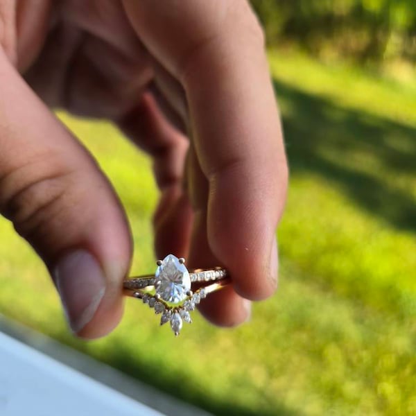 3MM Round Moissanite Open Notch Bubble Set Wedding Matching Band for ...