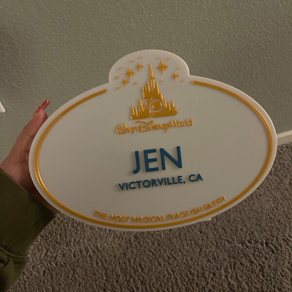Custom Large 3D Printed Disney Cast Member Name Tag | WDW 50th ...