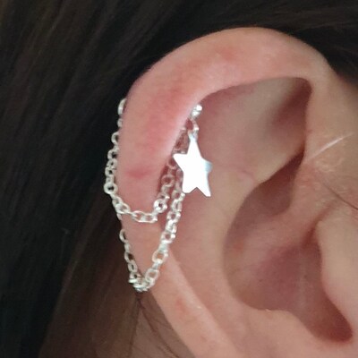 Sterling Silver Helix Cartilage Star Earring. Single Earring. - Etsy