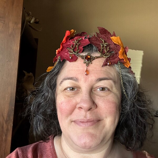 Autumnal Burgundy and Orange Tiara - Etsy