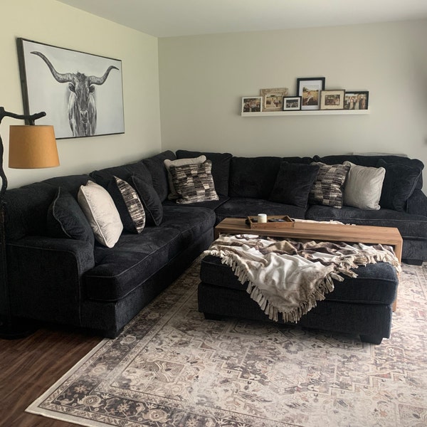 Ottoman Coffee Table on Wheels, Walnut Custom Ottoman Tray, Solid Wood ...