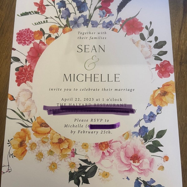 Wildflower Wedding Invitation Suite Printed, Floral Wedding Invite ...
