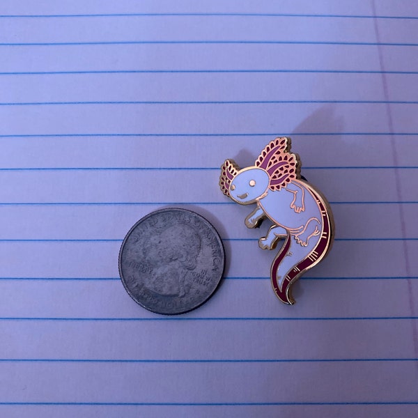 The Original Axolotl Hard Enamel Pin - White, Gold, and Pink - Lapel ...