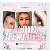 Editable Book Now Flyer, Flyer Template, Canva Template, Hair, Lashes ...