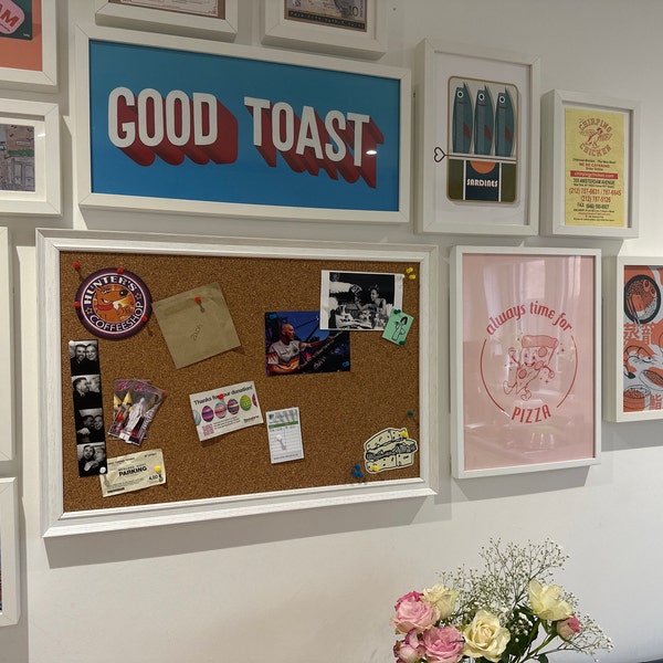 Extra Large Framed Cork Board - Black Solid Wood Frame | 8mm Thick Cork ...