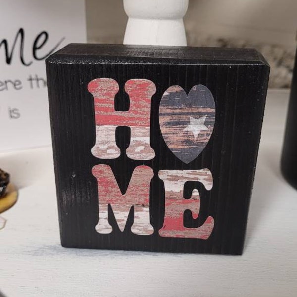 Wooden House Block Sign, Gray and White Plaid Blessed, Farmhouse Style ...