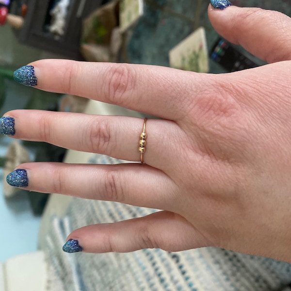 Tiny Black Spike Ring, Tiny Black Stone Stacking Ring, Black Spinel Ring, Black + Gold Ring ...