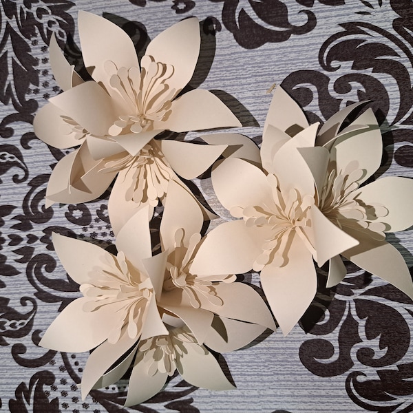 Lily Paper Flower Template, Paper Flowers for DIY Projects, Handmade ...