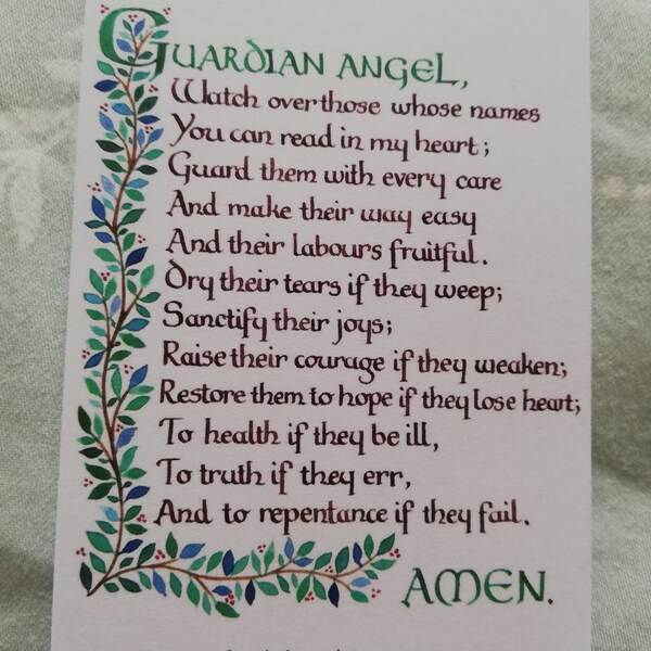 Guardian Angel Prayer Card Catholic Christian Gift Religious ...
