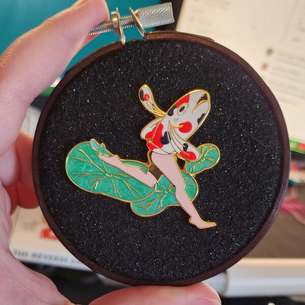 Koi Reverse Merfolk Enamel Pin - Pearlescent Lily Pads (2x2 Inches) - Etsy